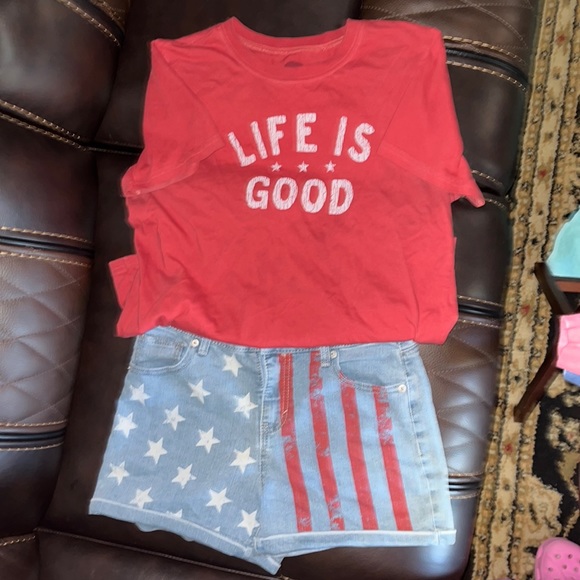 Life Is Good | Matching Sets | Girls Patriotic Denim Shorts Outfit Xl ...
